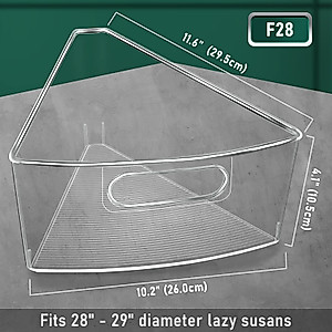 JEISSLIA Lazy Susan Cabinet Organizer Bins for 26"/ 28"/ 32" Diameter Corner Lazy Susan, Plastic Cabinet Storage Bin, 1/8 Wedge-Food Safe, BPA Free, with Non-Slip Pads (for 28" Lazy Susan, 8 Pack)