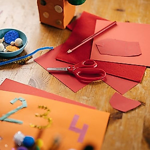 Fiskars 5" Blunt-Tip Scissors for Kids Ages 4-7, For School or Crafting, Red (Pack of 1)