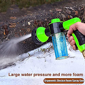 Hose Soap Sprayer Nozzle 8 Patterns, Car Wash Soap Sprayer Foam Sprayer Gun with 3.5oz/100cc Soap Dispenser Bottle, Washing Mitt, Garden Hose Nozzle Sprayer for Cleaning, Plant Watering, Showering Pet