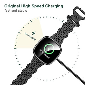 Mixblu Replacement Charger Cable for Fitbit Versa 4/Sense 2/Versa 3/Sense Smartwatch (2 Pack/3.3Ft)