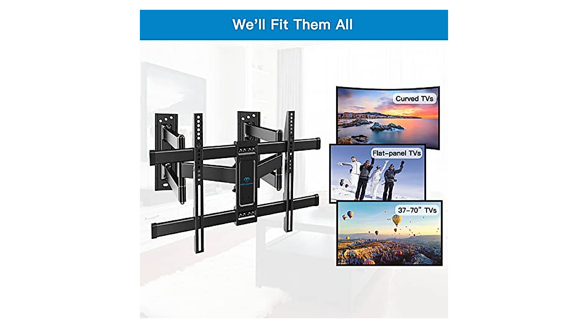 Corner TV Wall Mount Full Motion- Corner TV Bracket Fits 37-70 Inch LED ...
