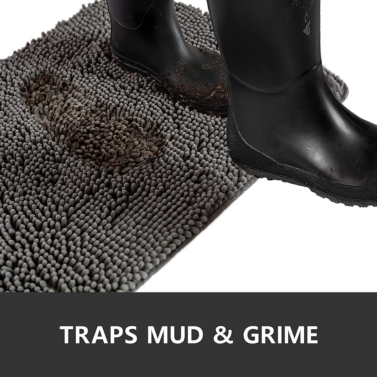 Soft Chenille Super Absorbent Indoor Doormat, 36''x24'', Traps Mud and Moisture, for Muddy Shoes & Pets Paws, Durable Non-slip Backing, Machine Washable, Pet Rug Door Mat for Entry, Back Door