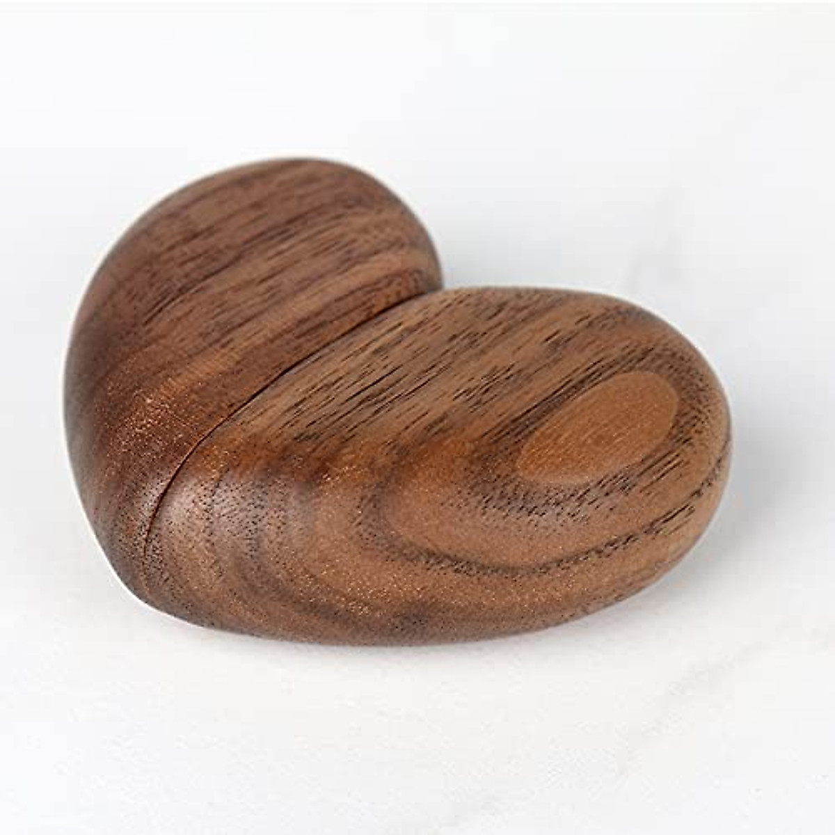 Wooden Ring Box Heart Shaped Ring Box for Wedding,Proposal,Engagement Ring Box,Wood Ring Case Wood Ring Holder Gift (True Love Eternal Black Walnut)