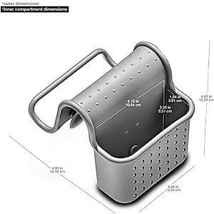 madesmart Over-The-Sink Towel and Sponge Saddle with Ventilation Holes, Dish Cloth and Sponge Holder Sink Caddy for Divided Sinks, Silver