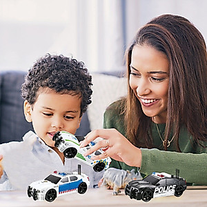 YEAM Police Car Toy Plastic Pursuit Rescue Vehicle with Sirnes Sound and Light for Kids Toddlers Boys 1:20 (Blue)