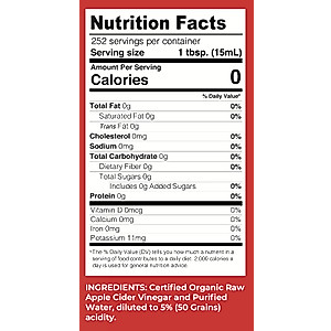 Lucy's Family Owned - USDA Organic NonGMO Raw Apple Cider Vinegar, Unfiltered, Unpasteurized, With the Mother, (Gallon)