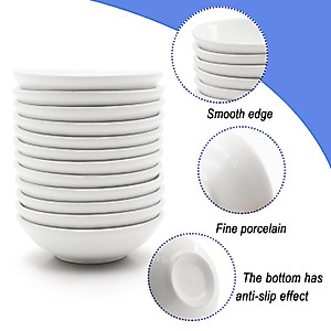 MARIWEI 12 Pack 1.2 Oz White Soy Sauce Dish Ceramic Dip Bowl Set, Mini Dip Sauce Bowl Set, Ceramic Mini Soy Sauce Plate, Porcelain Side Dish for Ketchup Sauce Plate, Soybean, BBQ, Party