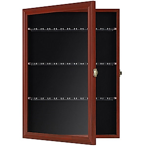 36 Spoon Display Case Cabinet Holder Rack Shadow Box with Lockable Door, Dark Cherry Finish (SP01-DC)