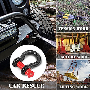 Jamiikury 2 Pcs Shackles 1/2" D Ring Shackle 12 Ton (26,455 lbs) Maximum Break Strength with 5/8" Pin for Tow Strap Winch Off Road Vehicle Recovery