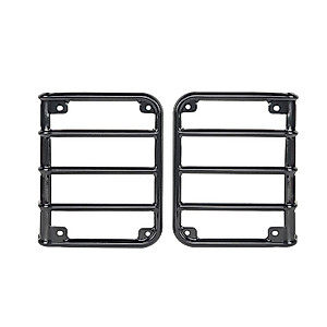 Hooke Road Wrangler Tail Light Covers Rear Taillight Euro Guard Black Light Cage fit for 2007-2018 Jeep Wrangler JK & JKU Unlimited - Pair