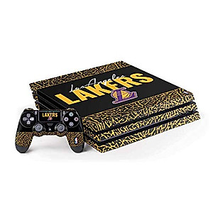 Skinit Decal Gaming Skin Compatible with PS4 Pro Console and Controller Bundle - Officially Licensed NBA Los Angeles Lakers Elephant Print Design