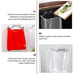 Cabilock 2 Sets Stainless Steel Trash Bag Holder Steel Over The Cabinet Rack Under Sink Garbage Bag Hook for Kitchen Pantry Bathroom Dorm Room Office