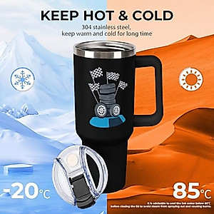 Vintage Racing Car 40oz Water Bottle Double Wall Insulated Tumbler with Handle Leakproof Travel Mug Black-style