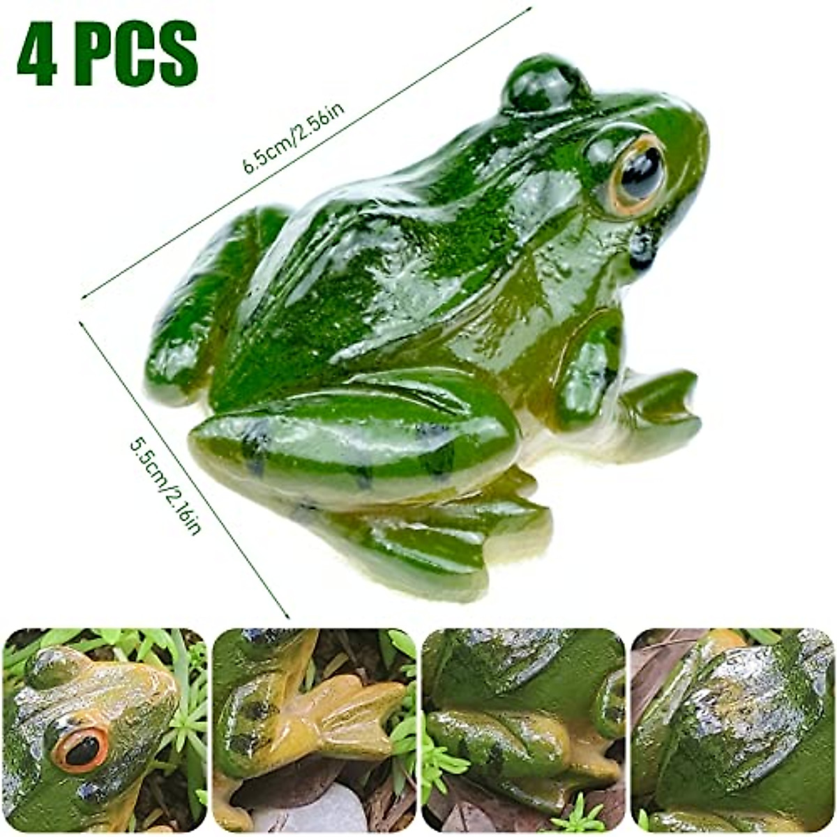 4 Pieces Miniature Frog Statue, Outdoor Garden Frog Figurines Decoration, Mini Cute Frog Figures for Patio Yard Micro Landscape Fairy Garden Ornaments