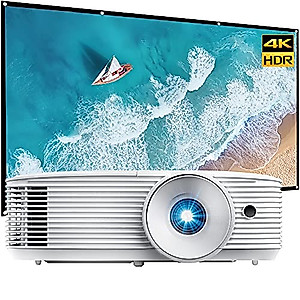 Optoma HD28HDR 1080p Home Theater and Gaming Projector Bundle with Minolta 120" Home Theater Projector Screen 16:9 Indoor Outdoor Folding with Mount Hooks