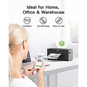 Nelko Bluetooth Thermal Shipping Label Printer, Wireless 4x6 Shipping Label Printer for Small Business, Support Android, iPhone and Windows, Widely Used for Amazon, Ebay, Shopify, Etsy, USPS