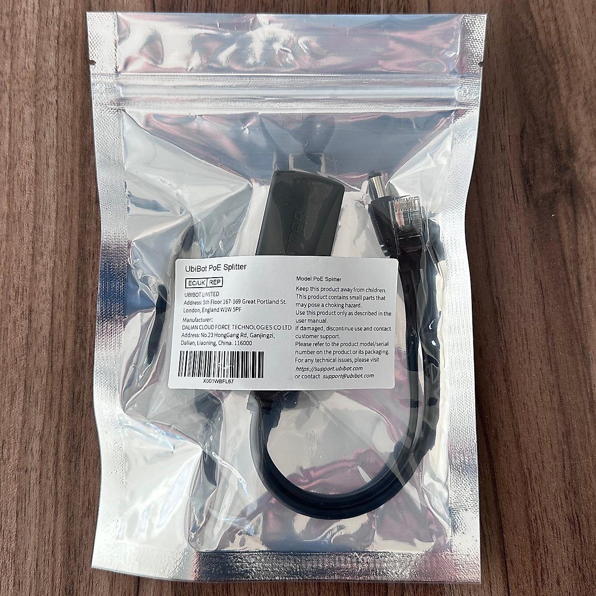 Ubibot POE Splitter for GS1-AETH Device, DC 12V Output, IEEE 802.3af Compliant, for Non-PoE IP Camera, AP, Router Voip Phone