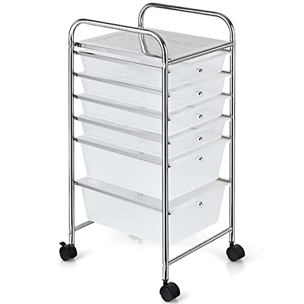 GOFLAME 6-Drawer Rolling Storage Cart, Multipurpose Movable Organizer Cart, Utility Cart for Home, Office, School (Clear)