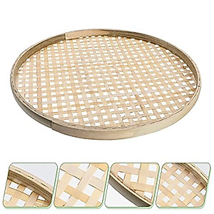 GEEKLLS Breakfast Tray Basket Tray Baskets Storage Serving Shallowflat Round Weaving Bread Sieve Farmhouse Vegetable Snack Kitchen (Color : 22CM22X22X1.5CM)