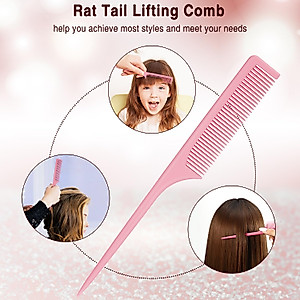 3 Pieces Plastic Rat Tail Comb Pintail Comb Fiber Teasing Comb 9 Inch Styling Comb with Thin and Long Handle for Men Women Girl Salon Home Supplies