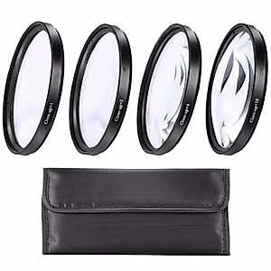 52mm Close-Up Filter Set (+1, +2, +4 and +10 Diopters) for Canon EOS M50 Mark II with 55-200mm, EOS R10 18-45mm, EF-S 24mm f/2.8, Fuji XT-200 15-45mm, XF 35mm F1.4 Lens, Sigma 30mm F1.4 Lens