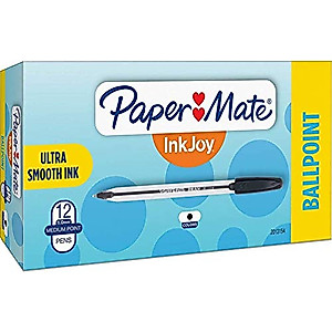 Paper Mate InkJoy 50ST Ballpoint Pens, Medium Point (1.0mm), Black, 12 Count
