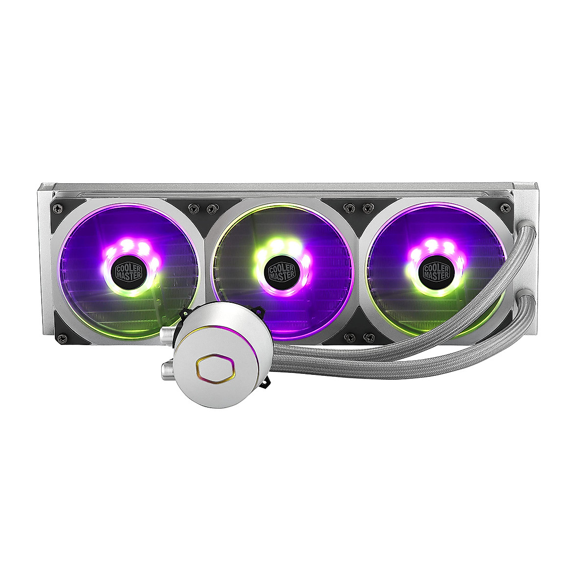 Cooler Master MasterLiquid ML360P Silver Edition Liquid Cooler, All-in-One (AIO) Liqiod Cooler, 360mm Radiator, 1 x 360mm PWM SF360R ARGB Fan, Integrated Fan Frame Design, Aluminum Pump Cover