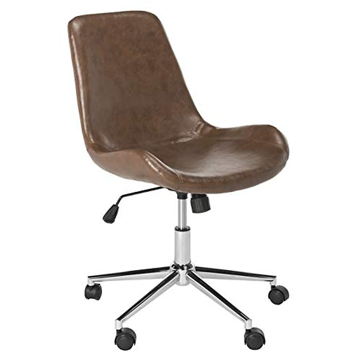 SAFAVIEH Home Collection Fletcher Brown Faux Leather/ Chrome Swivel Adjustable Height Office Desk Chair