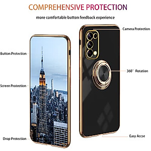 Jancyu Compatible with Oppo Find X3 Lite Case, Oppo Reno 5 5G Phone Case with Ring Holder, 360 Degrees Protective Cover Silicone Magnetic Car Holder (Black)