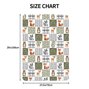 Personalized Woodland Animals Baby Car Seat Canopy for Babies with Name, Custom Car Seat Covers Boys Girls, Peekaboo Opening Minky Nursing Breastfeeding Cover Infant Car Seat Canopies for Newborn