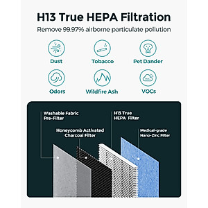 Homvana H211 & H211S Air Purifier Replacement, True HEPA High-Efficiency Activated Carbon Filter, 1 Pack