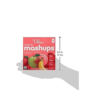 Plum Organics Applesauce, Strawberry & Banana, 3.17 Oz, 4 Ct