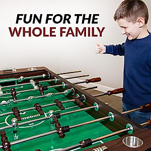 Hathaway Primo 56-In Foosball Table for Family Game Room - With E-Z Spin Bearings, Analog Scoring Units, Solid MDF Cabinet, Easy-Grip Handles & Adjustable Leg Levelers - Wood Grain Finish