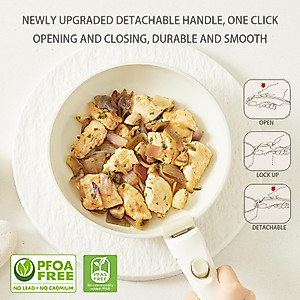 Hausfrau pink pots and pans set removable handle non stick, detachable handle ceramic cookware set kitchen cooking oven dishwasher safe, NO PFAS NO PTFE