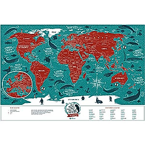 Small Scratch Off Travel World Map 1DEA.me - Premium Edition - 23.6" x 15.8" - Rewritable Places I’ve Been Travel Map - US States Outlined - Made from Flexible Plastic to Last Longer