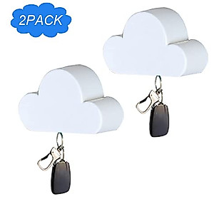 hivillexun Magnetic Key Holder, [2 Pack] Magnetic Key Rack Organizer Keychains Hooks with Adhesive Magnetic Key Ring Holder for Wall Door (White)