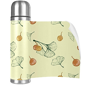 Stainless Steel Leather Vacuum Insulated Mug Tropical Plants Thermos Water Bottle for Hot and Cold Drinks Kids Adults 16 Oz
