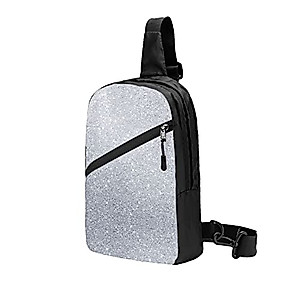 Diamond Silver Pattern Sling Bag Foldable Chest Shoulder Backpack Fanny Pack Crossbody Bags For Men Women Travel Hiking Outdoors