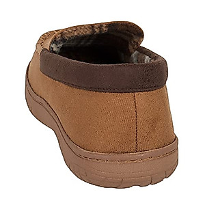 Hanes Mens Moccasin Slipper House Shoe With Indoor Outdoor Memory Foam Sole Fresh IQ Odor Protection , Tan , Large