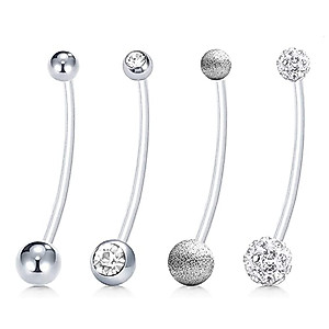 Pregnancy Belly Button Rings Long Bar 38mm Sport Maternity Flexible Bioplast Clear Navel Belly Rings Piercing Retainer Durable and Professional
