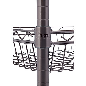 TRINITY BASICS 3 Tier Rolling Cart Kitchen Organizer with Bamboo Top, Metal Wire Storage Basket and Shelf for Household and Pantry Organization, Dark Bronze, 24” W x 18” D x 35” H