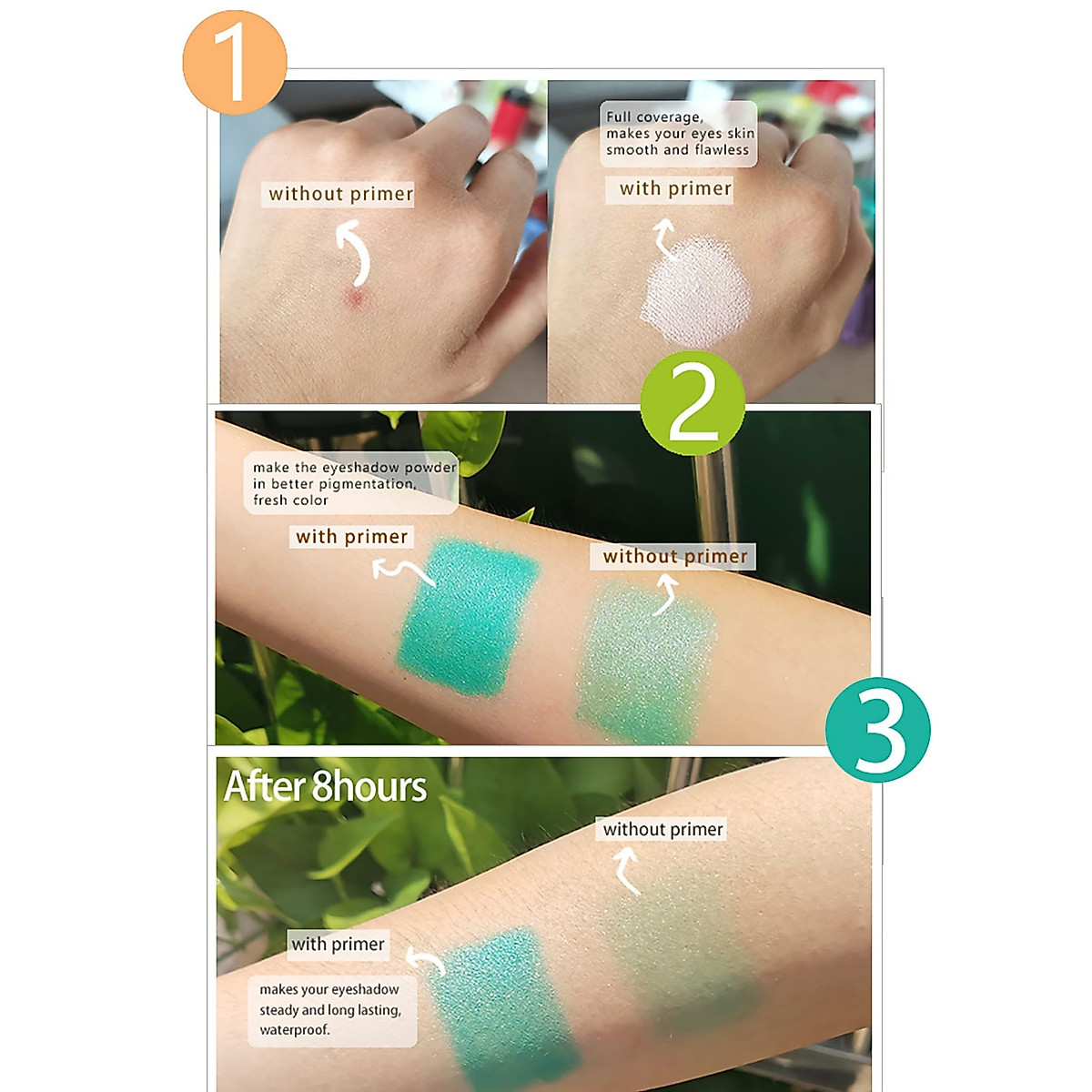 MAEPEOR Matte Eyeshadow Primer 6 Colors Prevent Oily Lids and Creasing Eye Primer Base Long-lasting Waterproof & Smudgeproof Eye Primer for All Shadows (Medium)