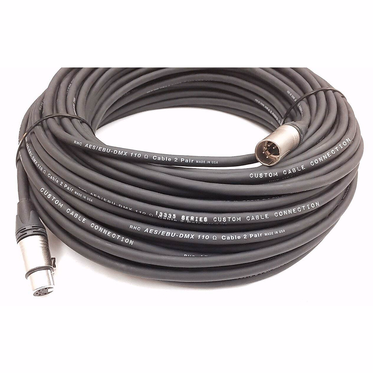 Custom Cable Connection 150 Foot 5-Pin XLR 24 AWG (Gauge) DMX512 Data Cable Male to Female for stage lighting, LED Uplights, DJ Lights and DMX512 Controller- made
