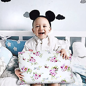 Toddler Pillow Case 2 Pack, Travel Pillow Case Purple Flower for Girls, Envelope Closure Small Pillow Cases 14''x20'', 100% Soft Microfiber, Machine Washable Travel Pillow Case Cover