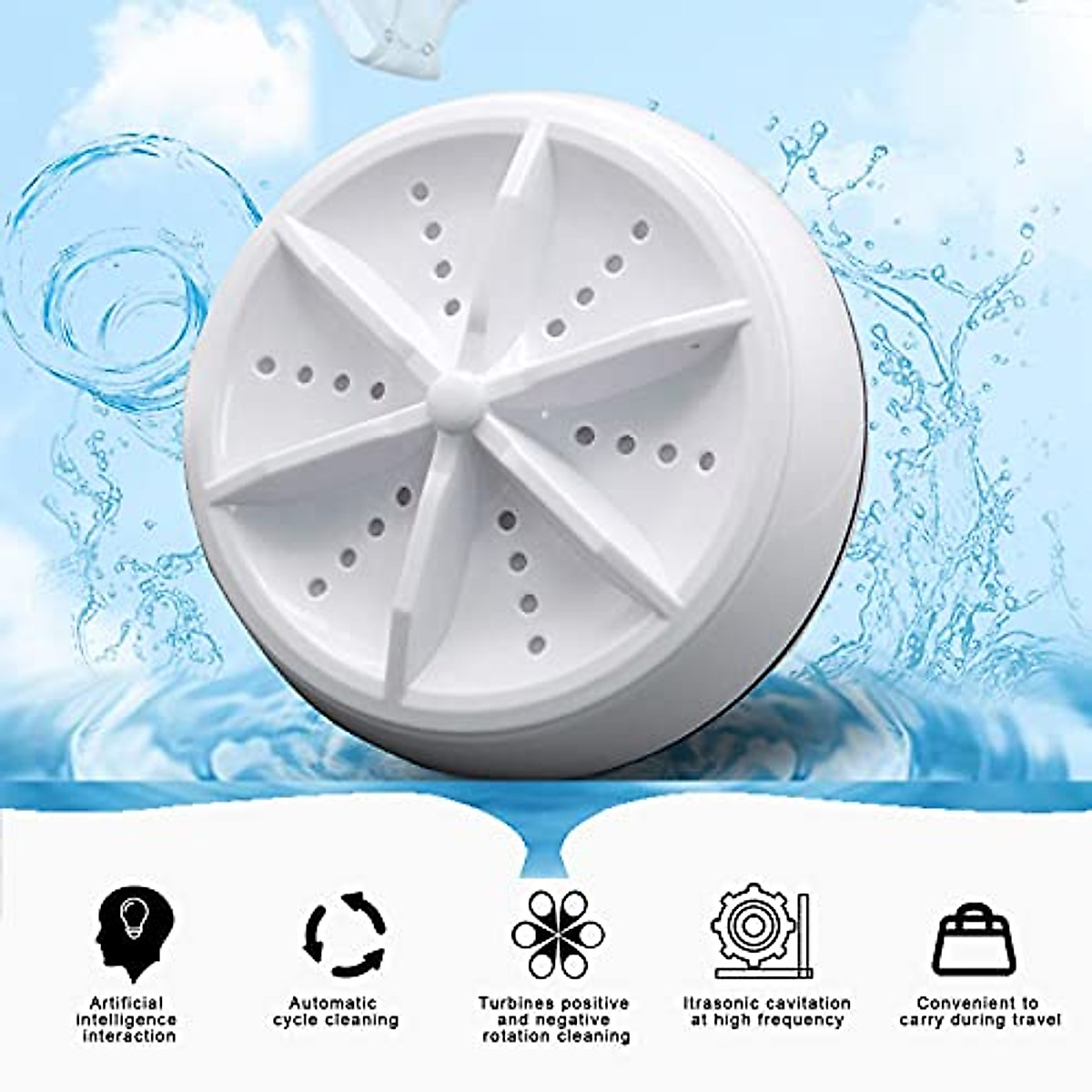 Zunate Mini Washing Machine, Washing Machine, Automatic Compact Laundry Machine for Trip, Apartment(white, 4-speed adjustment)