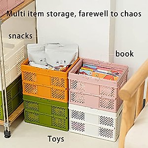 Grocery Basket Collapsible Crates for Storage, Instant Crate Collapsible Shopping Basket Milk Crate Storage Trunk Plastic Basket with Handle for Sundries/food/clothes