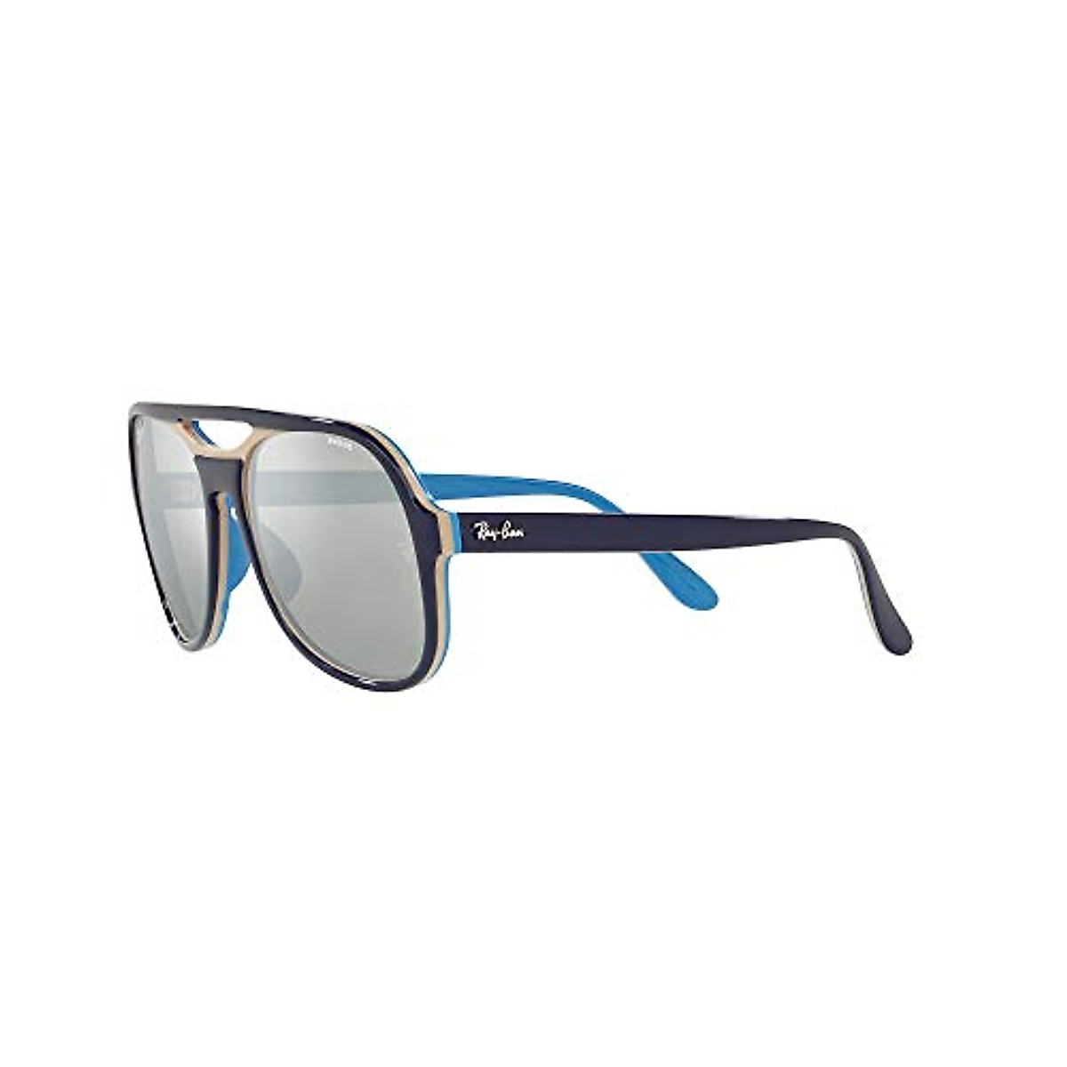 Ray-Ban Rb4357 Powderhorn Evolve Polarized Aviator Sunglasses, Blue Creamy Light Blue/Photochromic Grey Mirrored Grey, 58 mm