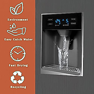 Qteeyou 2 Pcs Refrigerator Drip Catcher Tray, Mini Fridge Drip Tray Protects Ice and Water Dispenser Pan, Fridge Spills Water Pad for Spills, Mineral Build-Up and Water Splatter (Rectangular,Grey)