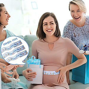 3 Rolls Baby Shower Measure Belly Game Baby Shower Games How Big Is Baby Bump Belly Measuring Tape for Gender Reveal Games Party Supplies, 2 Inch x 115 Ft (Blue Bear Style)
