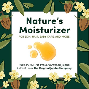 HobaCare Jojoba Oil - 100% Pure, Unrefined Jojoba Oil for Skin & Nails - Moisturizing Body Oil & Face Moisturizer for Dry Skin - Natural Jojoba Oil for Hair & Beard Care (32 fl oz)